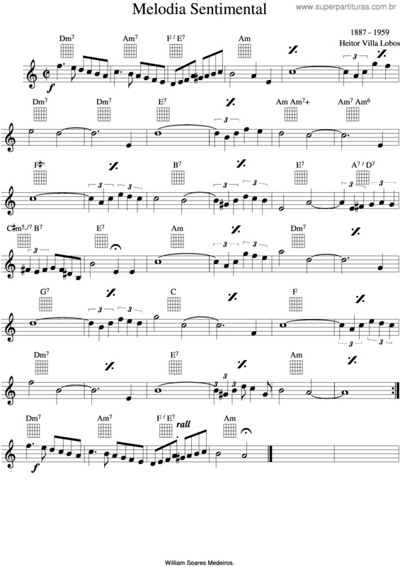 Super Partituras - Melodia Sentimental v.2 (Heitor Villa Lobos), com cifra Super Partituras - Melodia Sentimental v.2 (Heitor Villa Lobos), com cifra