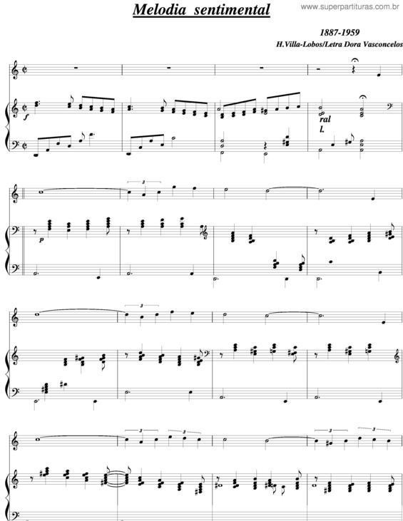 Super Partituras - Melodia sentimental (Heitor Villa Lobos), com cifra Super Partituras - Melodia sentimental (Heitor Villa Lobos), com cifra