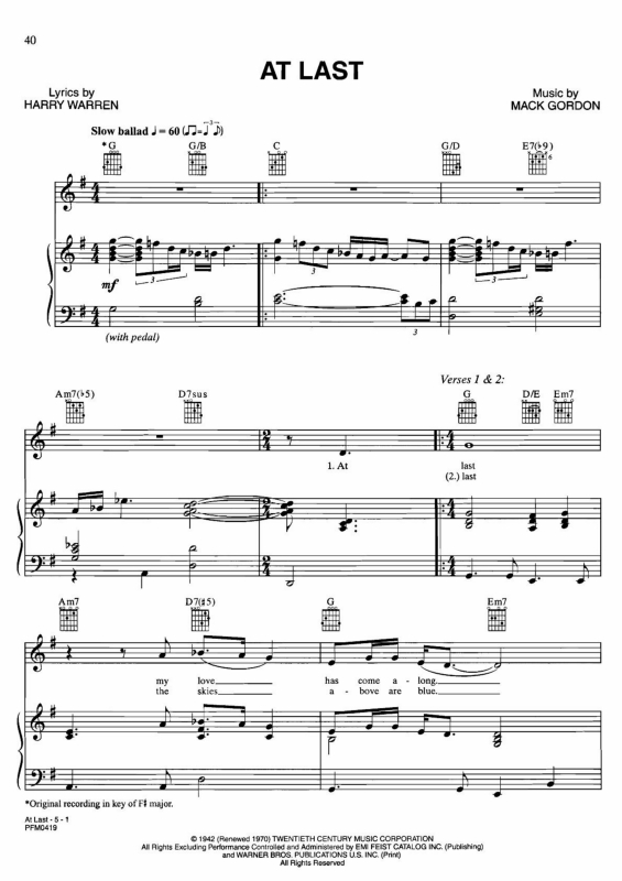 Super Partituras - At Last v.4 (Harry Warren, Mack Gordon), com cifra