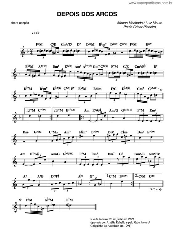 Super Partituras - Depois dos Arcos (Afonso Machado), com cifra