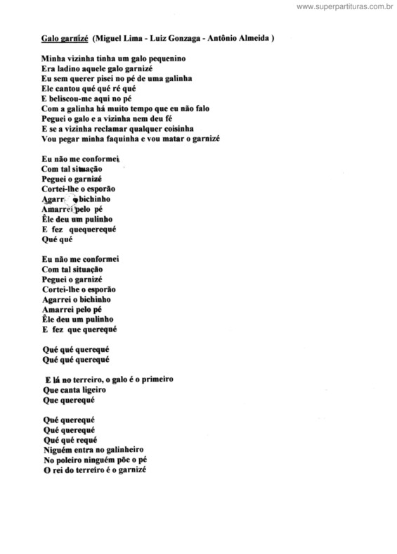 Super Partituras - Galo Garnizé v.3 (A. Almeida, Luiz Gonzaga, M. Lima ...