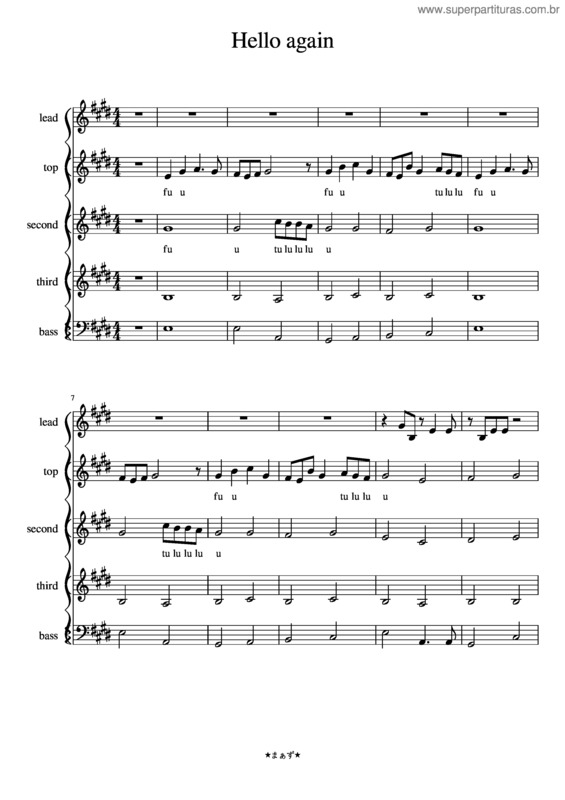 Super Partituras - Hello Again (Desconhecido)