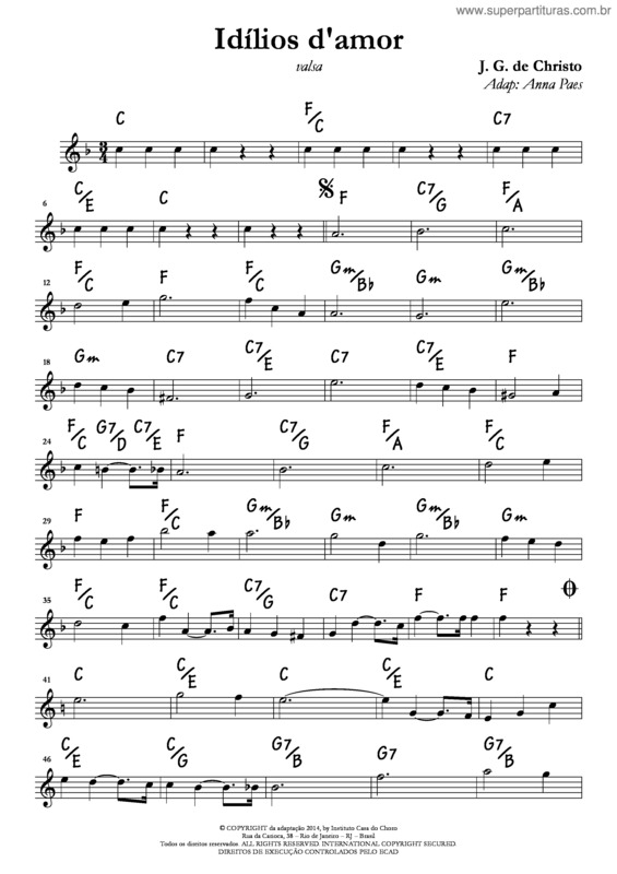 Super Partituras - Idílio (Charles Wellington), com cifra