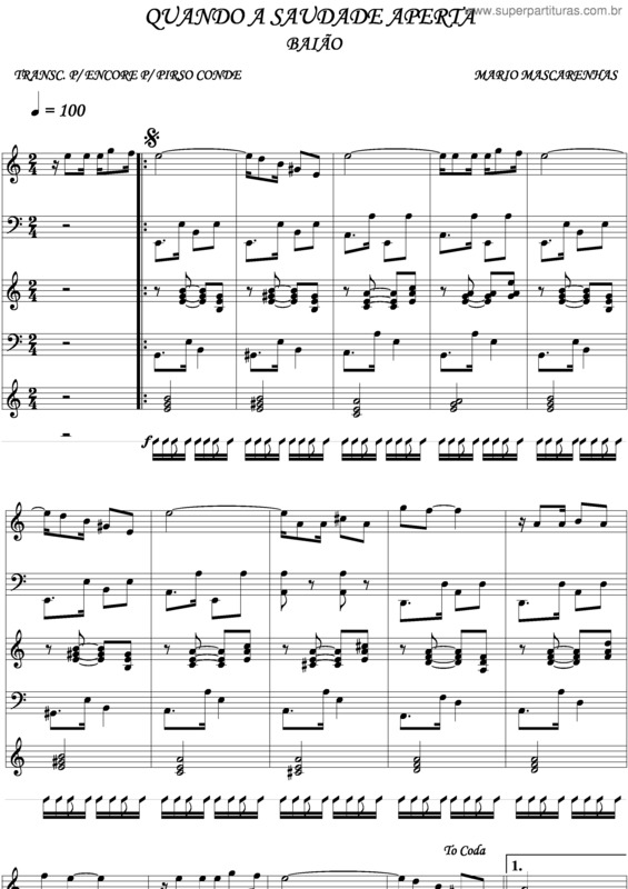 Super Partituras - Quando A Saudade Aperta v.2 (Mário Mascarenhas), com ... Super Partituras - Quando A Saudade Aperta v.2 (Mário Mascarenhas), com ...