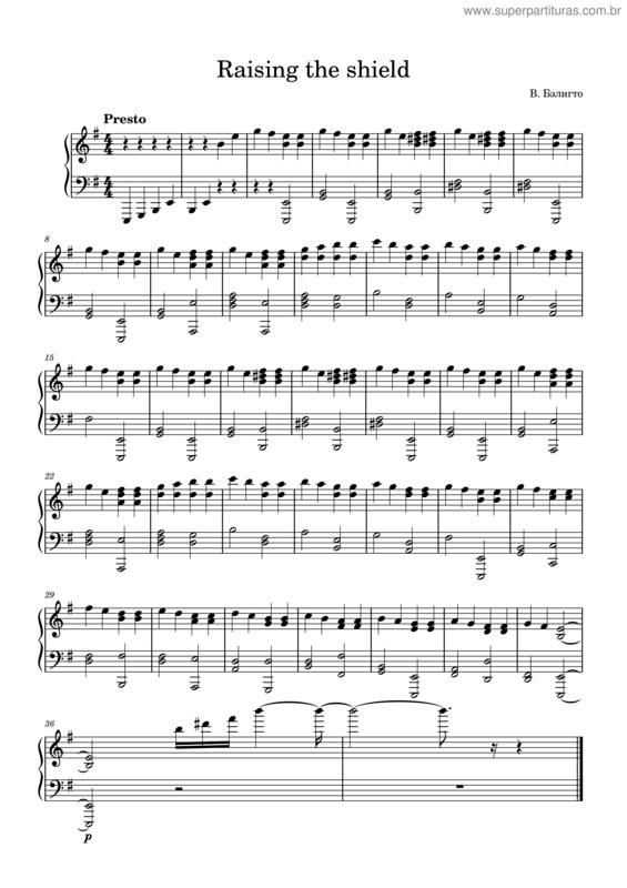 Super Partituras - Raising The Shield – V.Beligto (Desconhecido)