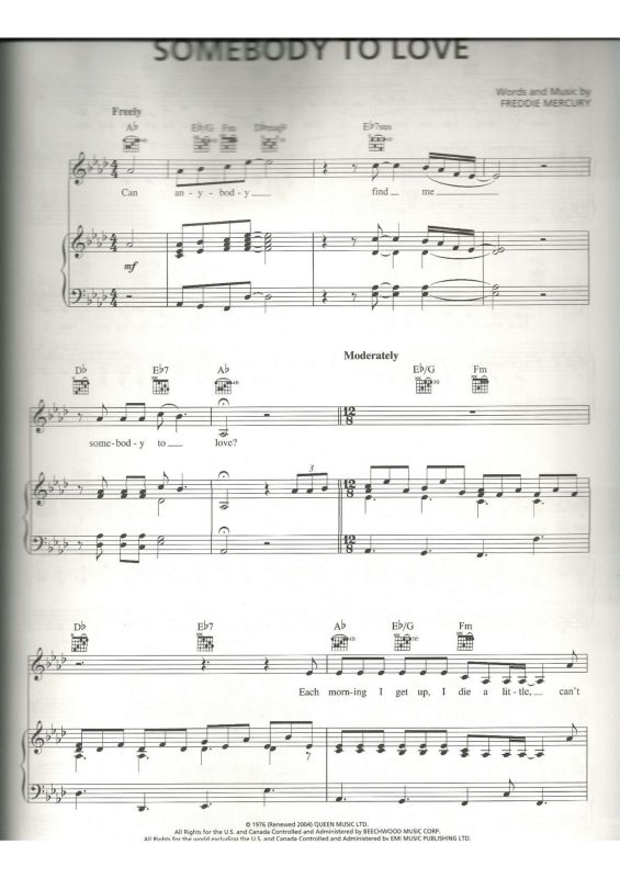 Super Partituras - Somebody (Depeche Mode), com cifra