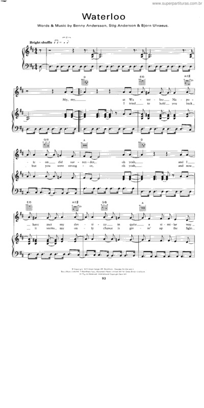 Super Partituras - Waterloo v.4 (Abba), com cifra